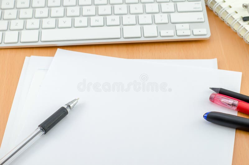 Blank Paper with Pen and Color Note Paper Stock Photo - Image of ...