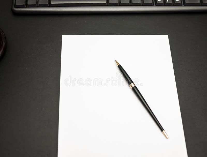 Blank paper and pen stock photo. Image of copy, notebook - 169824740