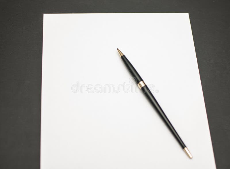 Blank paper and pen stock photo. Image of work, paper - 169824762