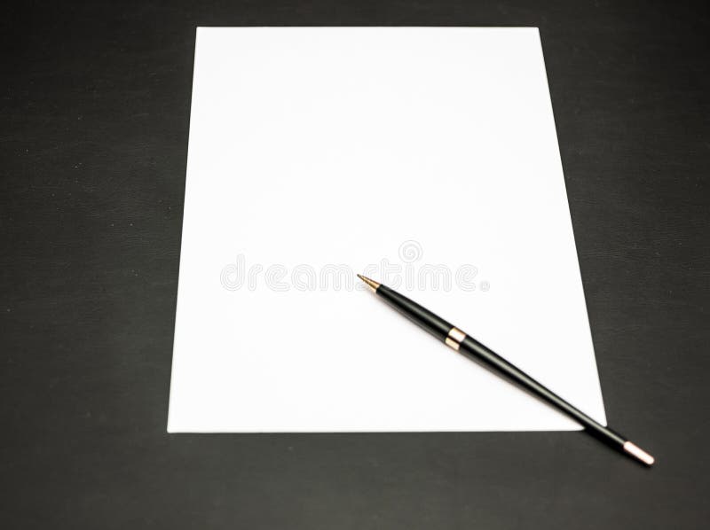 Blank Paper and Pen on the Table Stock Image - Image of empty, paper ...