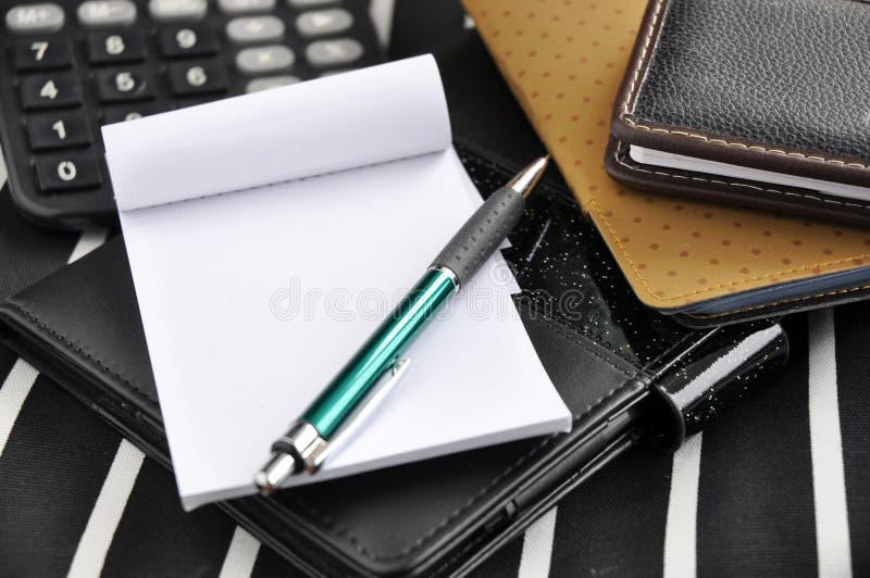 Blank Paper and Pen on Work Desk Stock Photo - Image of point, money ...