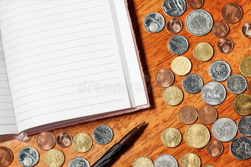 Blank Paper with Pencil and Coins Stock Photo - Image of brazen, fund ...
