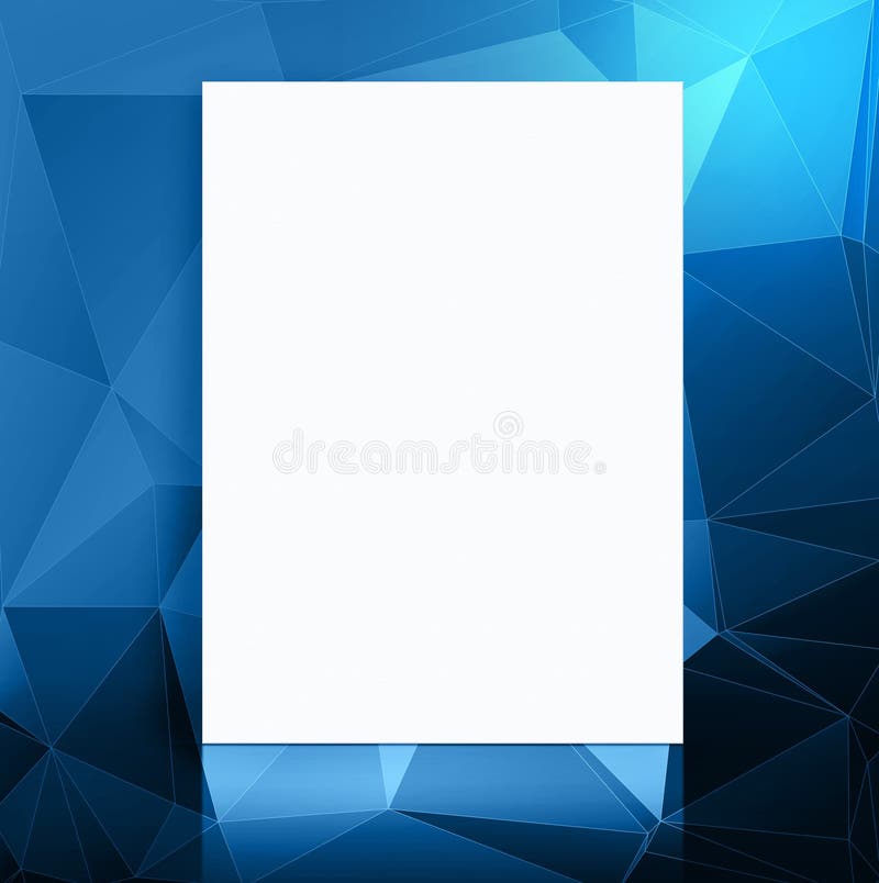 Blank Paper Poster in Blue Polygons Pattern Studio Room,Template Mock ...
