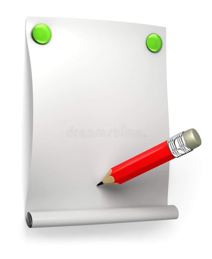 Blank paper and red pencil stock illustration. Illustration of ...