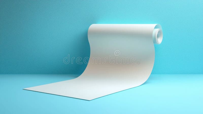 Blank Paper Roll on Blue Background, Ideal for Business Presentations ...