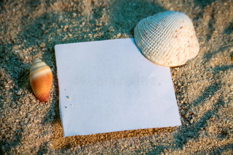 Blank Paper on Sand Background with Copy Space for Your Text. Stock ...