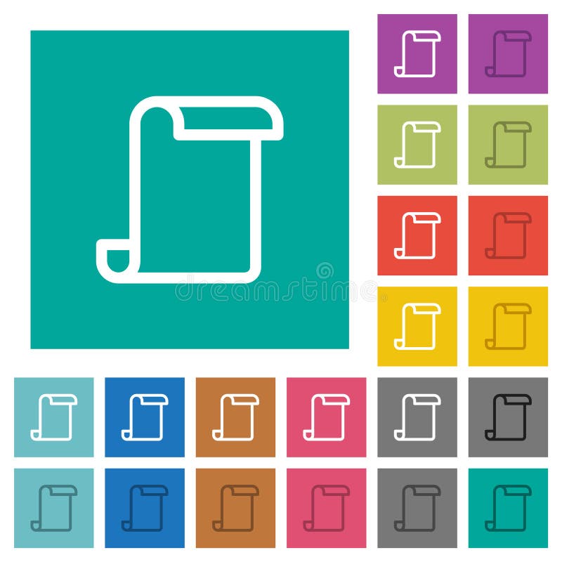 Blank Paper Scroll Square Flat Multi Colored Icons Stock Vector ...