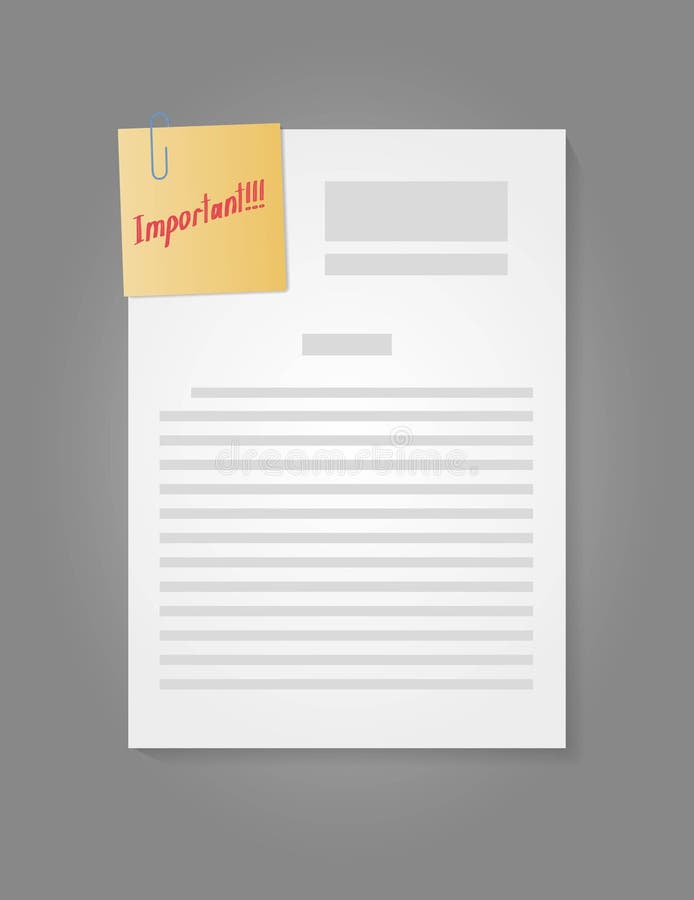 Blank Paper Sheet with Attach Note with Important Text Message Stock ...