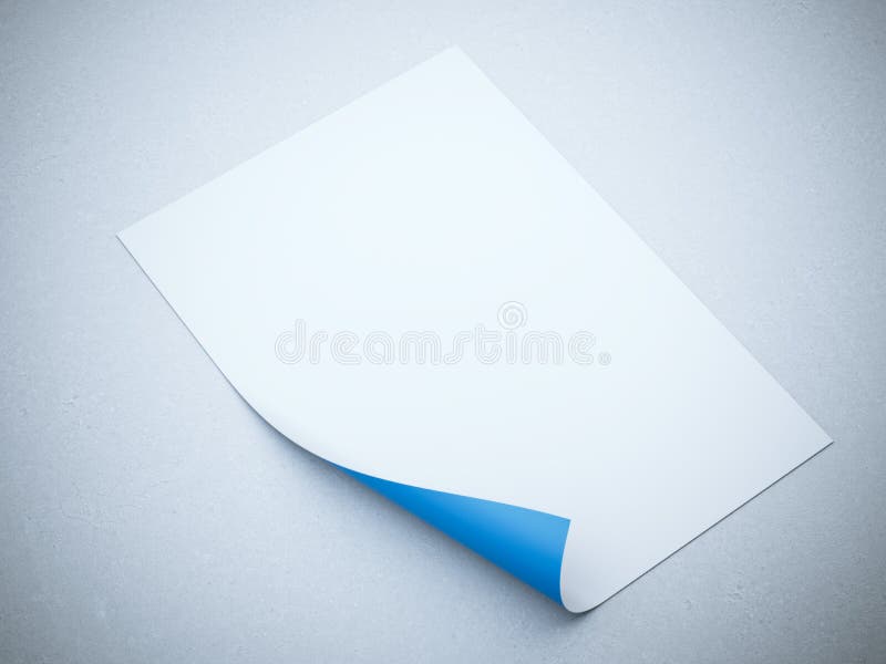 Blank Paper Sheet with Blue Curled Corner Stock Image - Image of page ...