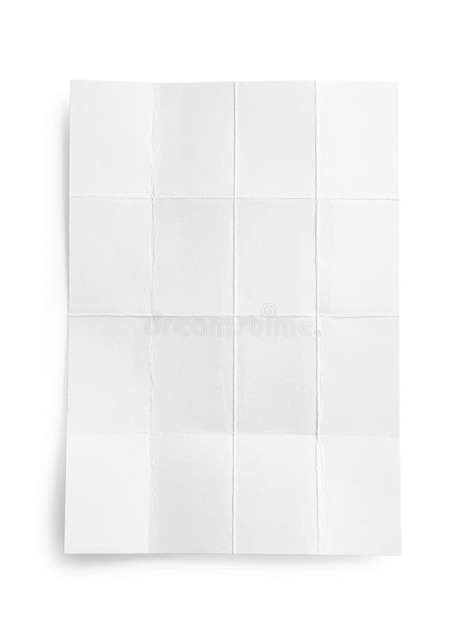 Blank Paper Sheet with Creases Isolated on White, Top View Stock Photo ...