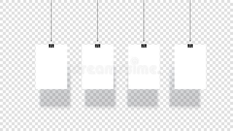 Blank Paper Sheet Hang on Paper Clips. Vector Illustration on ...