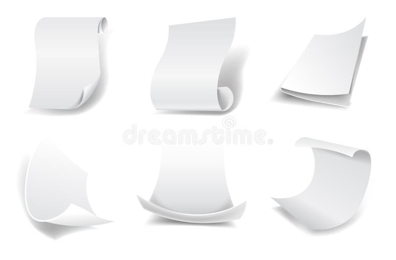 White Paper Sheet with Curved Flipped Corner Vector 3D Realistic ...