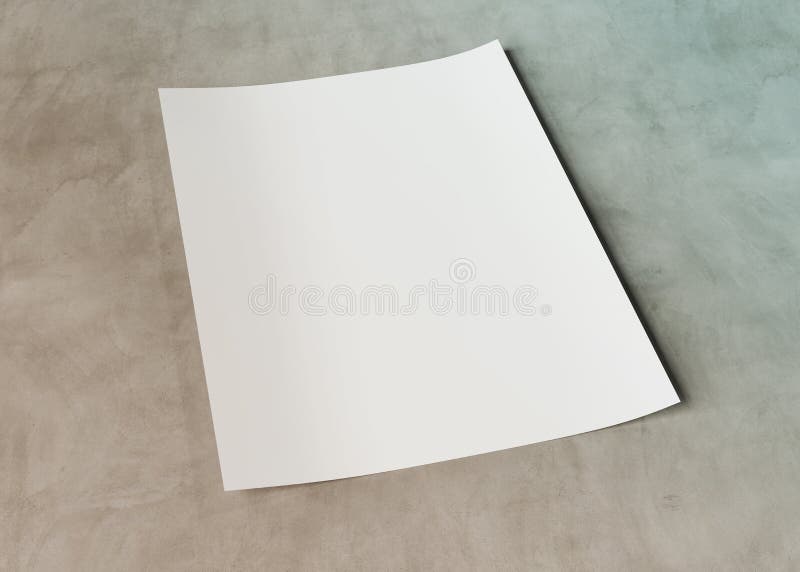 A4 Blank Paper Sheet Mockup on Concrete 3D Rendering Stock Illustration ...