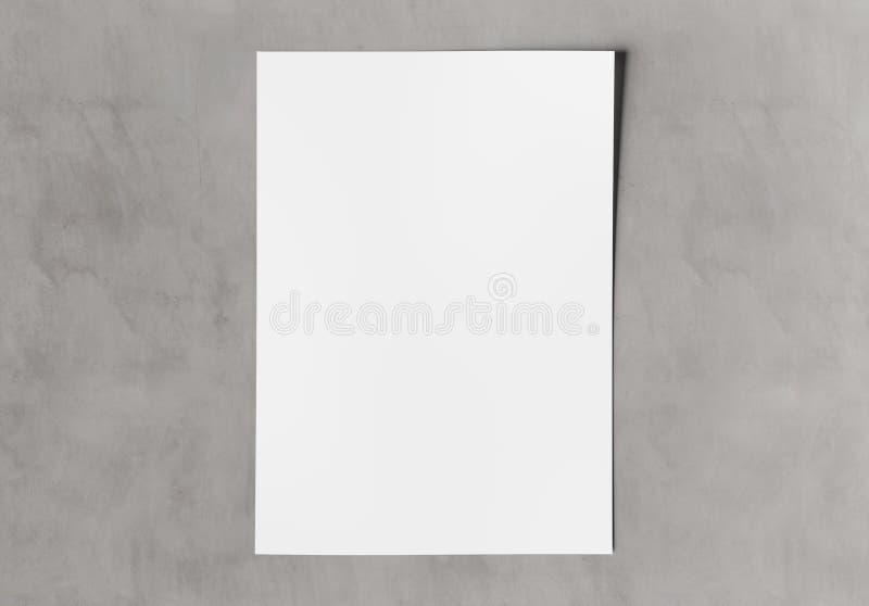 A4 Blank Paper Sheet Mockup on Concrete 3D Rendering Stock Illustration ...