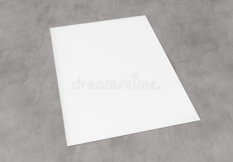 A4 Blank Paper Sheet Mockup on Concrete 3D Rendering Stock Illustration ...