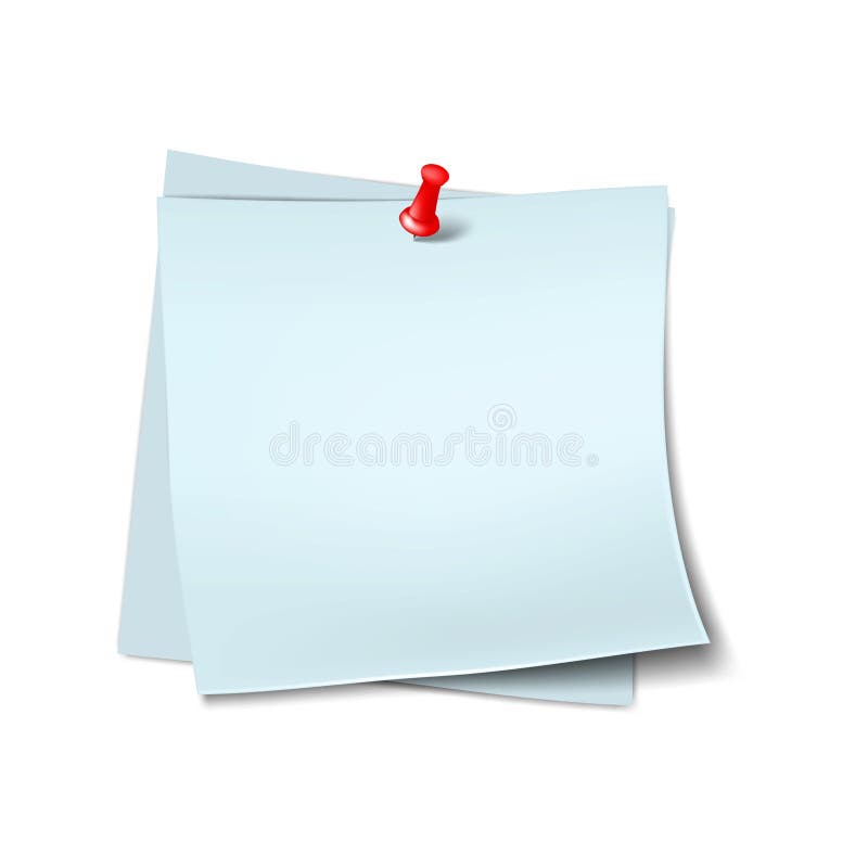 Blank Paper Sheet with Push Pin - Mock-up. Important Note with Pushpin ...