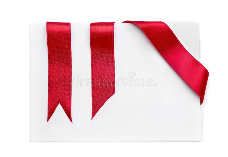 Blank Paper Sheet with Red Ribbon on White Background Stock Image ...