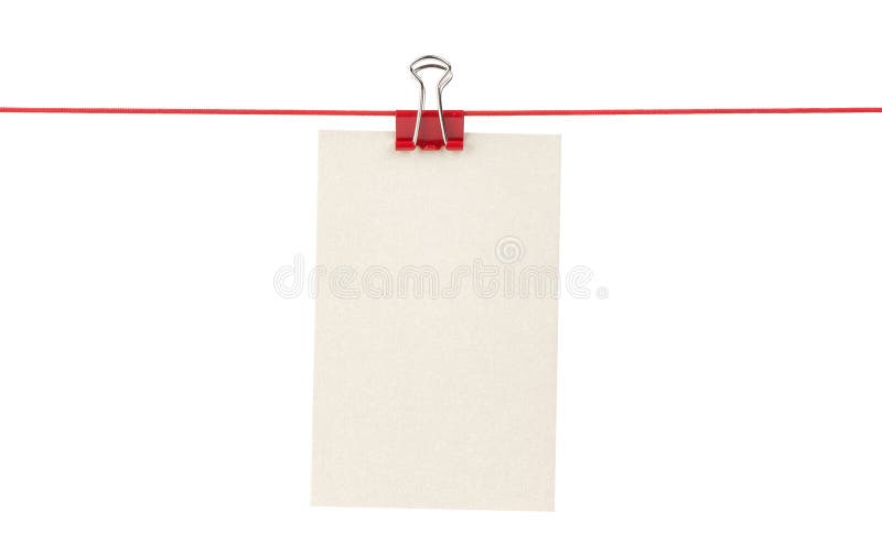 Blank Paper Sheet on a Rope Stock Image - Image of clothesline ...