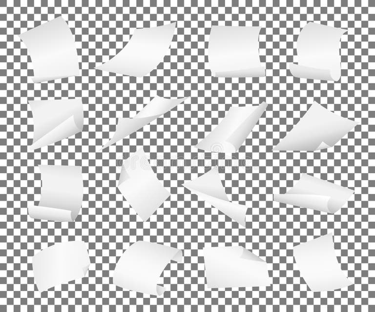 Blank Paper Sheets Falling Down. Illustration on Grey Background. Stock ...