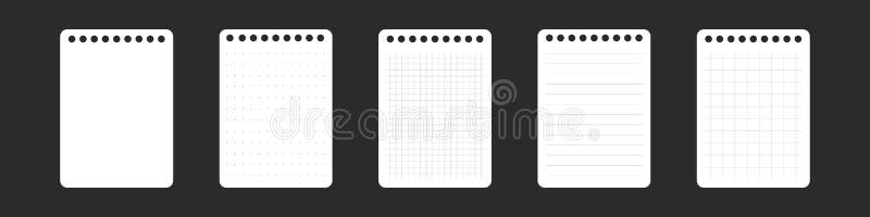 Blank Paper Sheets from Notebook. Empty Paper Collection for Writing in ...