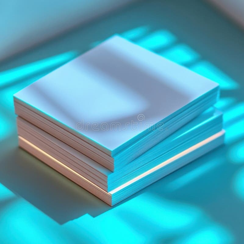 Blank Paper Stacks with Soft Blue Shadows Stock Photo - Image of form ...