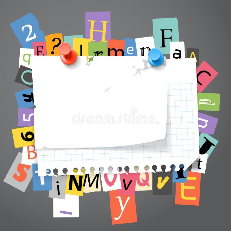 Blank Paper Stickers and Color Paper Letters Stock Vector ...