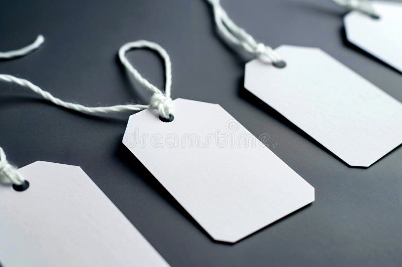 Blank Paper Tags with String on Dark Background. Generative Ai Stock ...