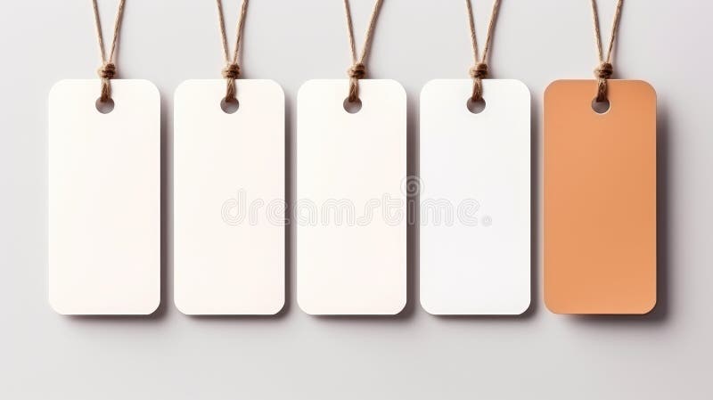 Blank Paper Tags with Strings for Retail Display. Stock Photo - Image ...