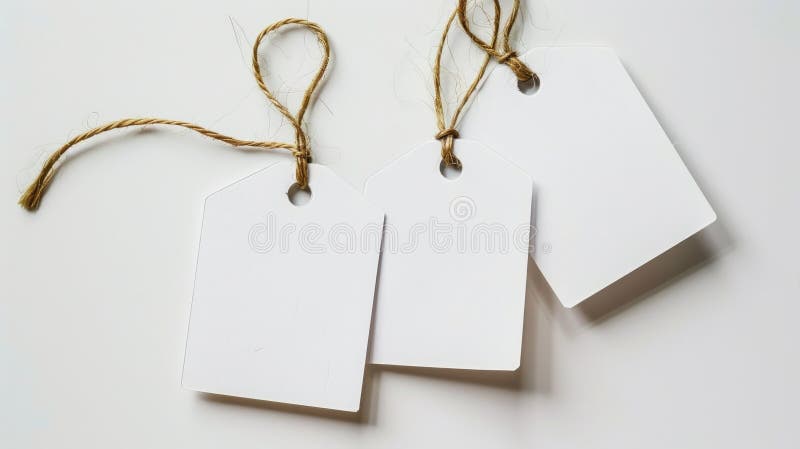Blank Paper Tags with Strings for Retail Display. Stock Image - Image ...