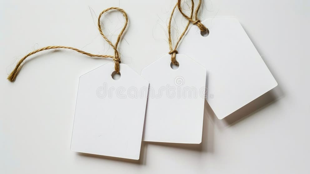 Blank Paper Tags with Strings for Retail Display. Stock Image - Image ...