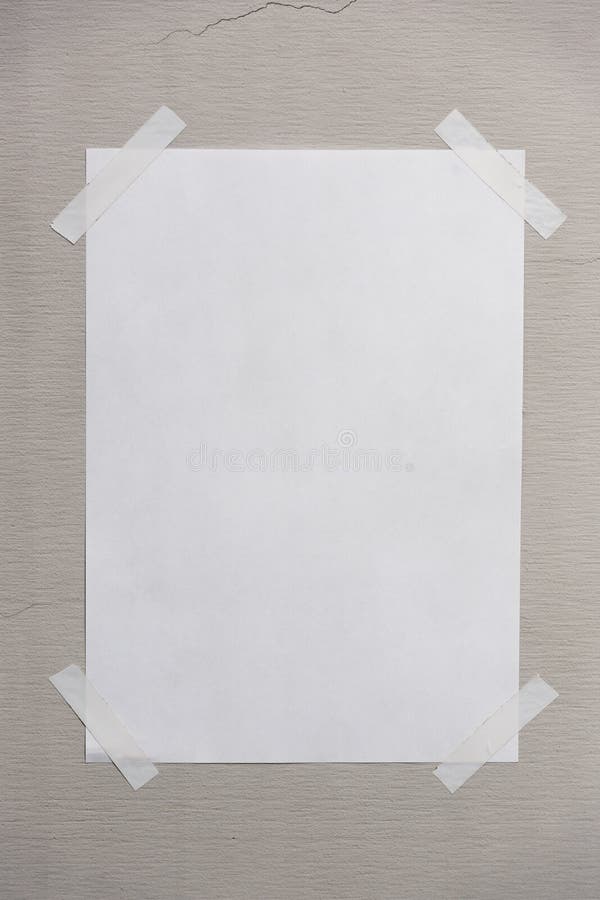 Blank Paper Taped on the Wall Stock Image - Image of border ...