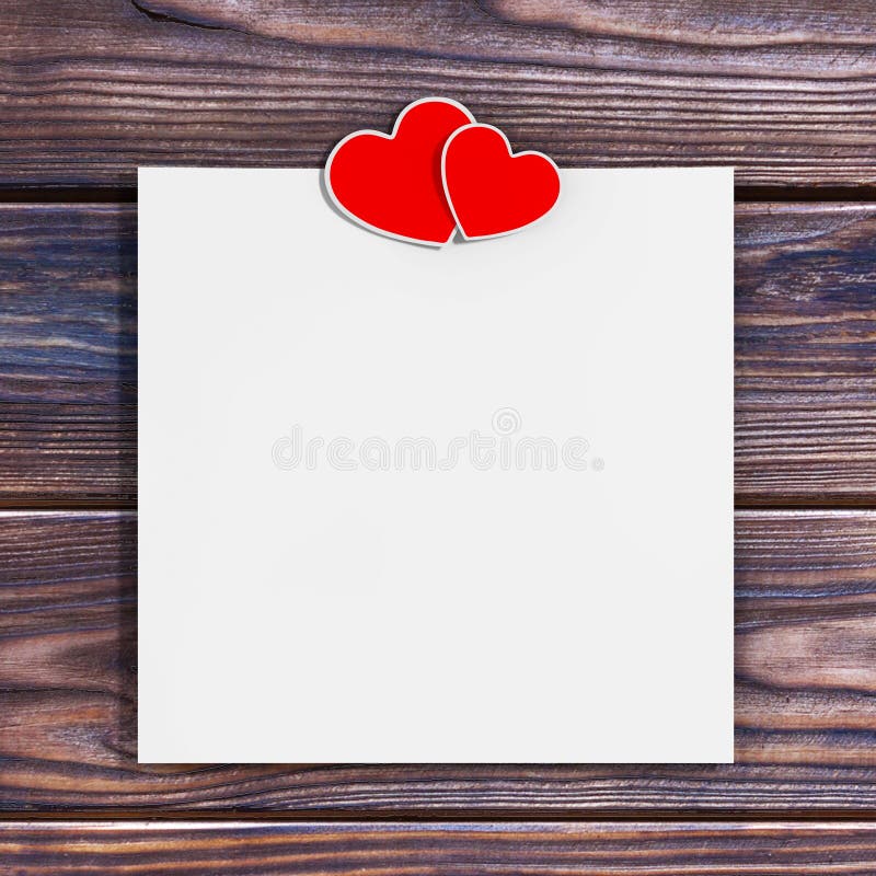 Blank Paper with Two Hearts. 3d Rendering Stock Illustration ...
