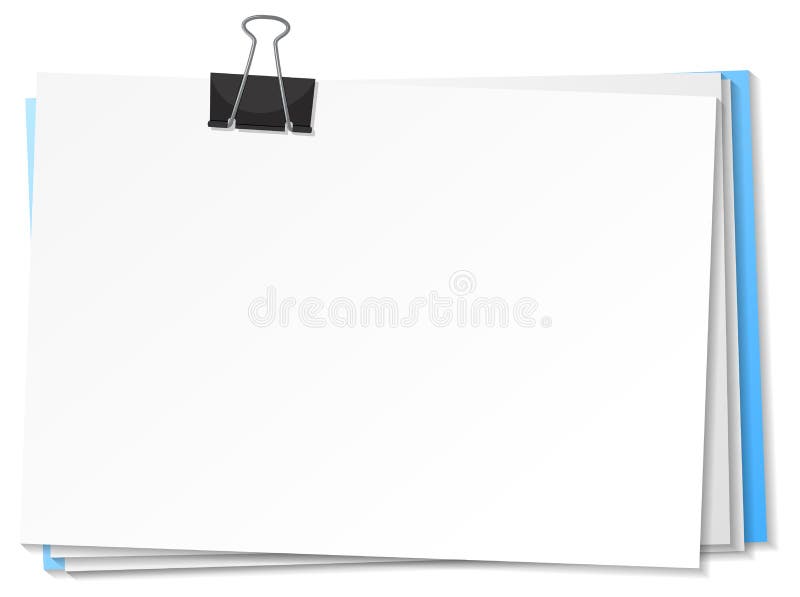 Blank Papers and Binder Clip Template Stock Vector - Illustration of ...