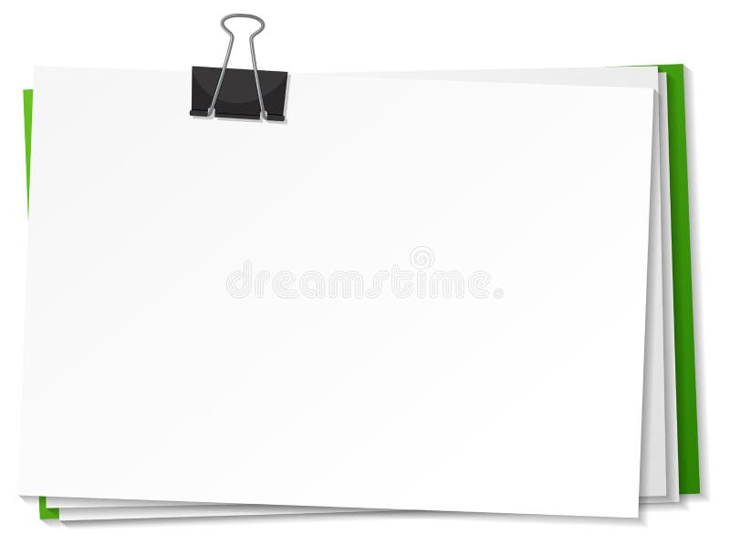 Blank Papers and Binder Clip Template Stock Vector - Illustration of ...