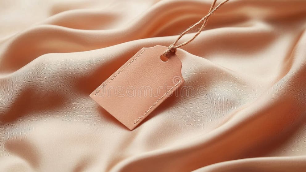 Blank Peach Tag on Beige Silk Fabric Stock Illustration - Illustration ...