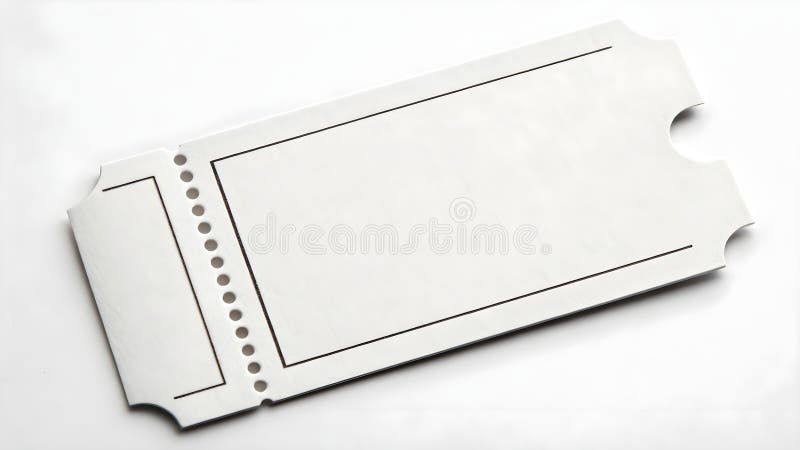 Blank Perforated Ticket Mockup with Rectangular Border on Clean ...