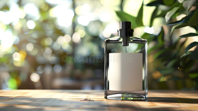 A Blank Perfume Bottle with a Blank Label on it, Isolated on a Blurred ...