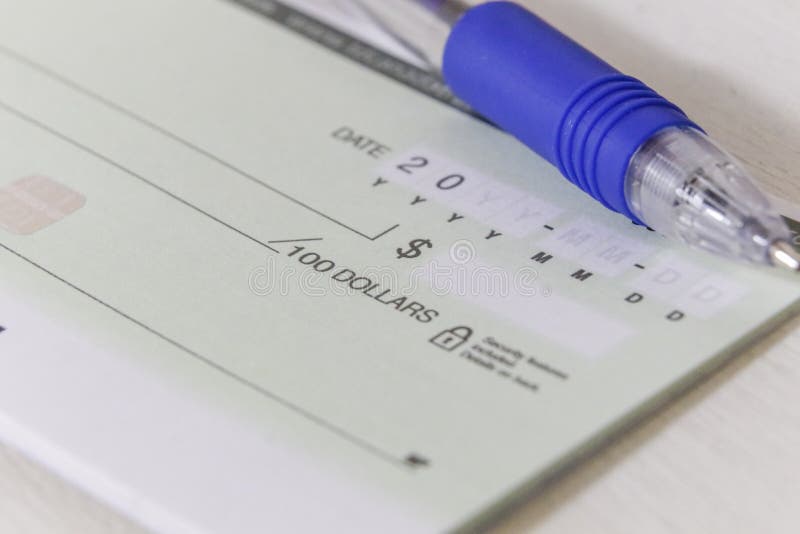 A Blank Personal Cheque with a Pen Stock Image - Image of card, cards ...