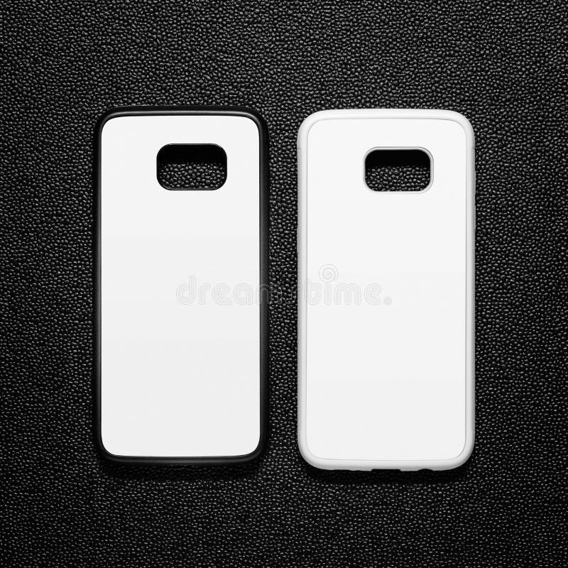 Blank Phone Cover on Dark Leather Background. Template of Smartphone ...