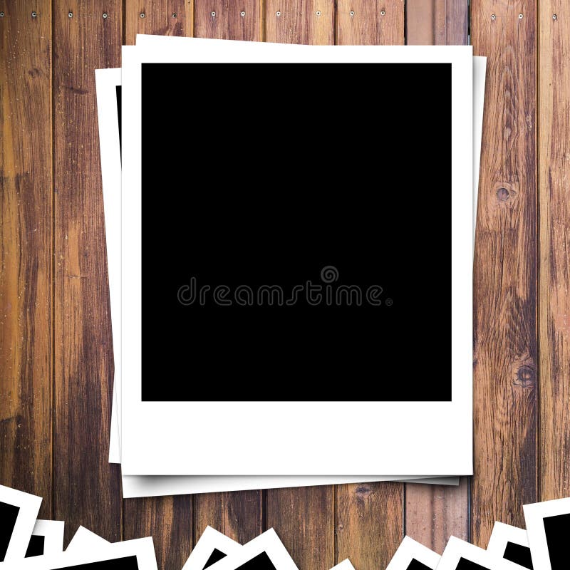 Blank Photo Frame on Brown Wood Plank Background Stock Photo - Image of ...