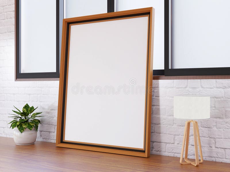 Blank Photo Frame Mockup on the Floor Stock Image - Image of couch ...