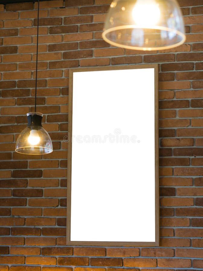 Blank Photo Frame Mockup Template on Block Wall. Stock Image - Image of ...