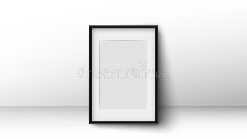 Blank Photo Frame on Wall Mockup, Empty Board Photoframe with Shadow ...