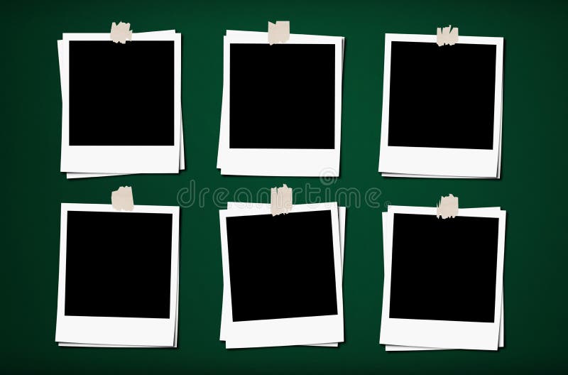 Blank Photo Frames with Tapes, on Green Board Backgrounds Stock Photo ...