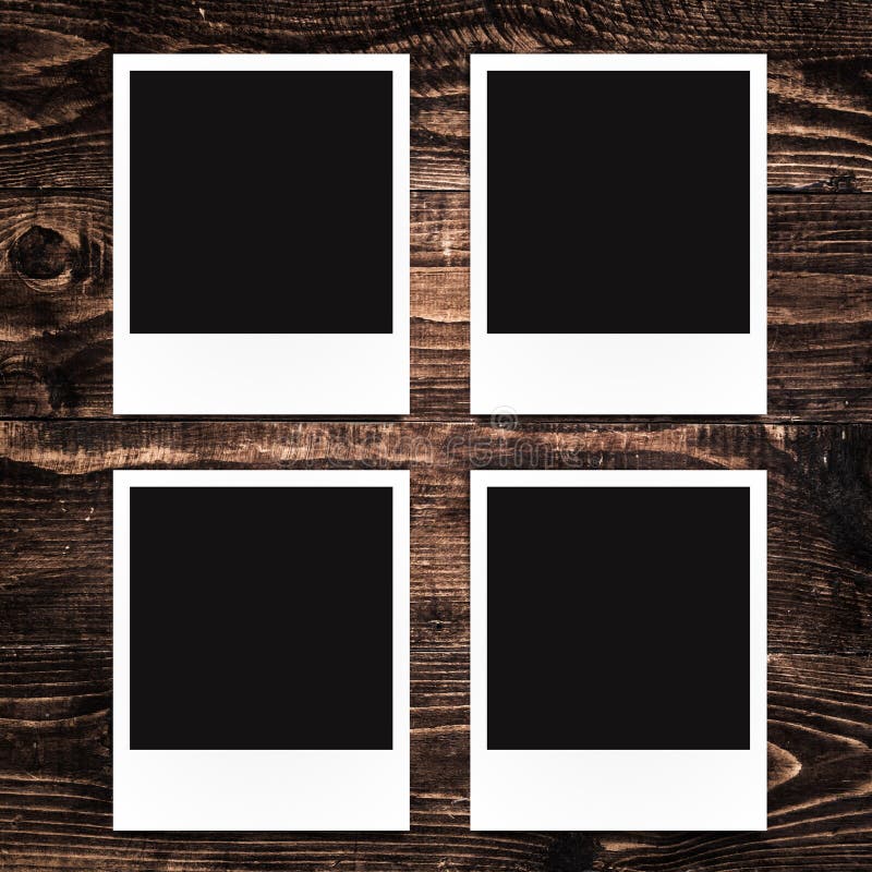 Blank Photo Frames on Wood Background Stock Photo - Image of nature ...