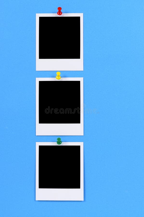 Three Polaroid Photo Frames Blue Background Vertical Stock Image ...