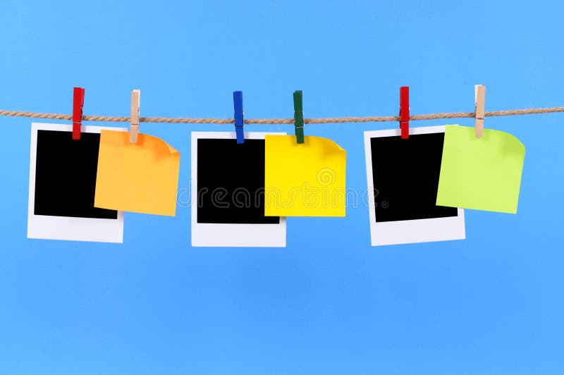 Polaroid Photo Frames with Post it Style Sticky Notes String Rope ...