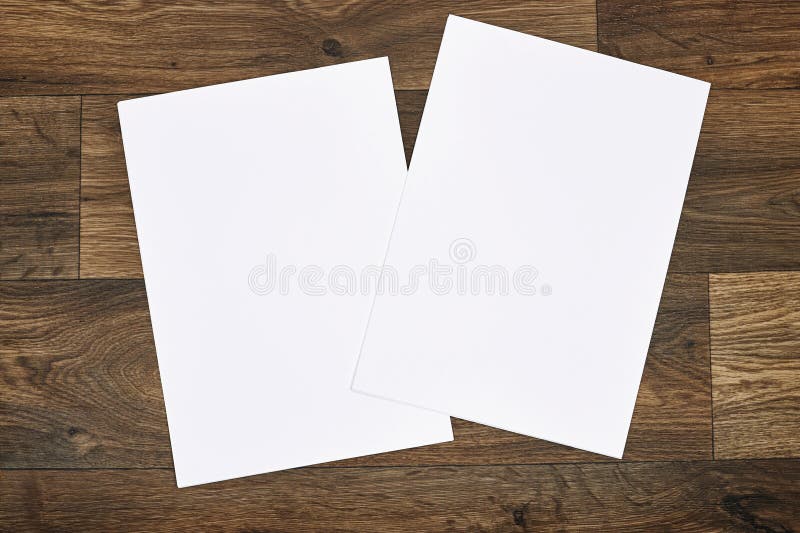 Blank A4 Photorealistic Brochure Mockup Wooden Table Stock Photo ...