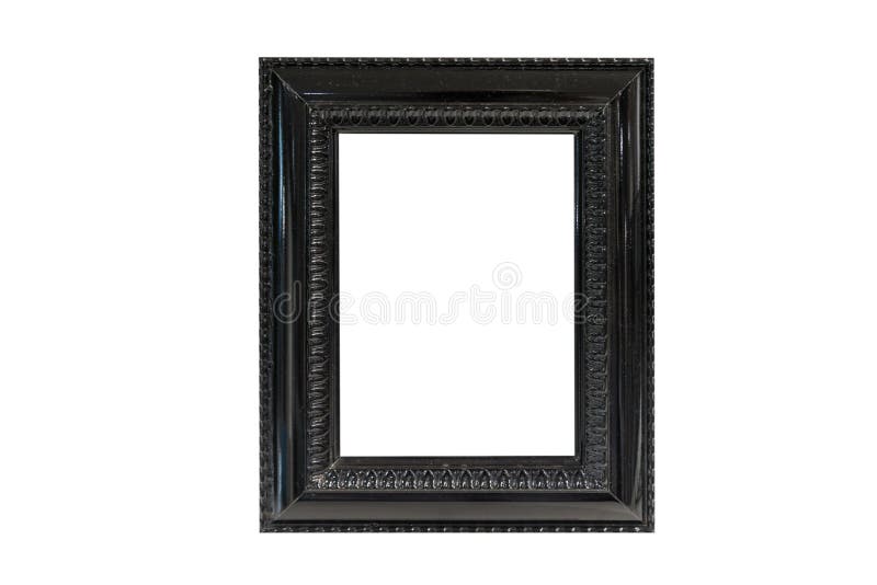 Blank Picture Black Frame Template Isolated on Wall Stock Image - Image ...