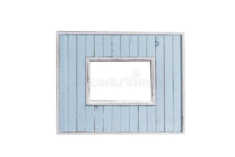 Blank Picture Blue Frame Template Isolated on Wall Stock Photo - Image ...
